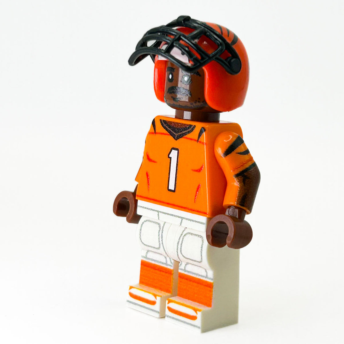 #1 WR Bengals Football Player Minifig made using LEGO parts - B3 Custo ...