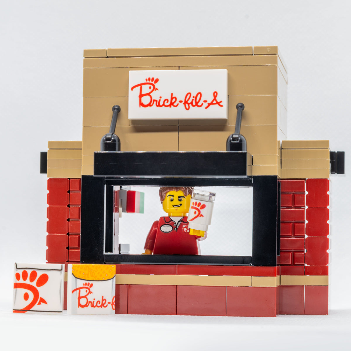 Brick-Fil-A Food Stand with Employee Minifig – B3 Customs
