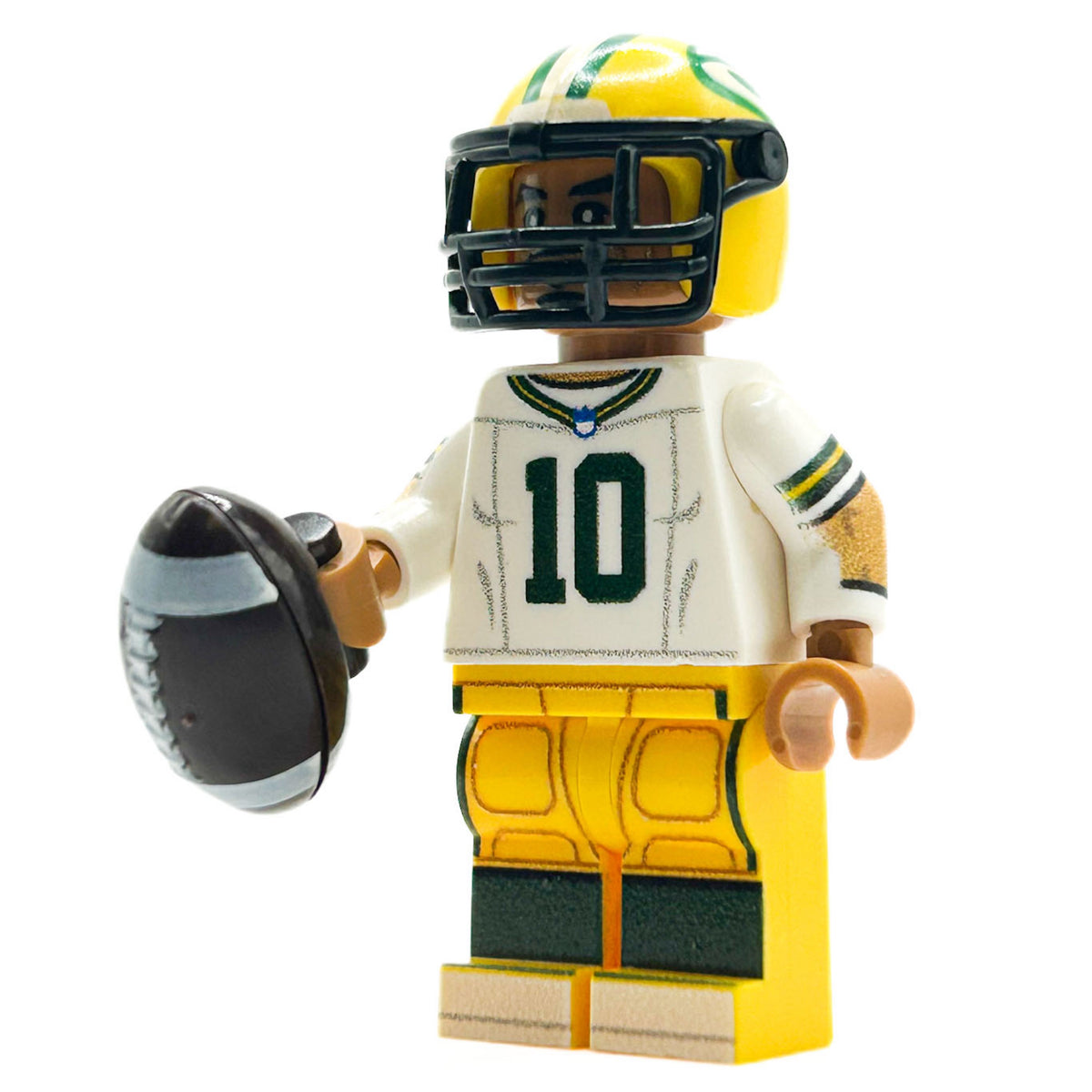 #10 QB Green Bay Football Player Minifig made using LEGO parts – B3 Customs