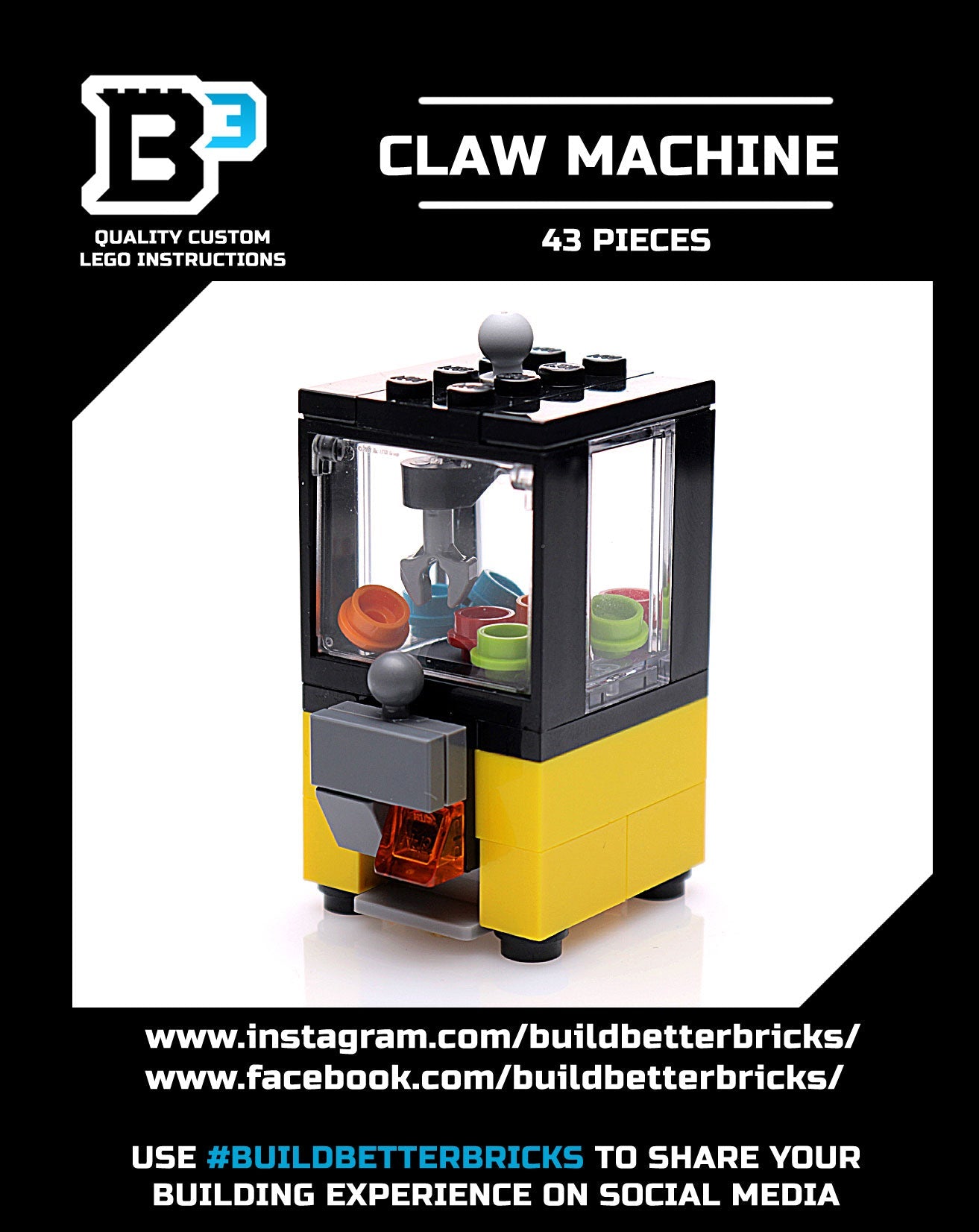 Minifig-Scale Arcade Claw Machine Building Set made from LEGO parts ...