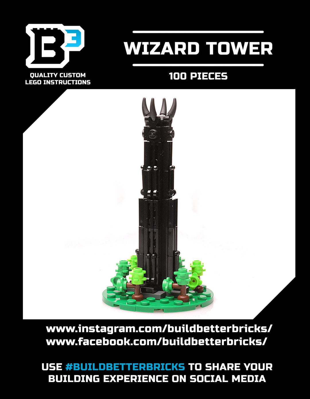 Dark Wizard Tower Building Set made using LEGO parts – B3 Customs