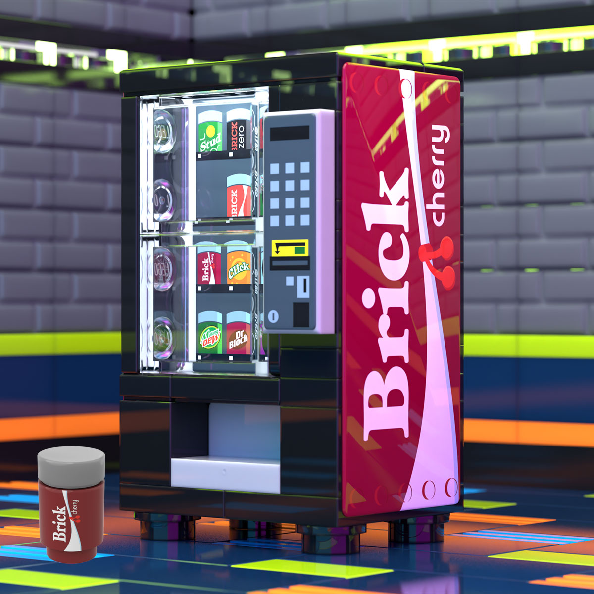 Cherry Cola Soda Vending Machine made using LEGO parts – B3 Customs