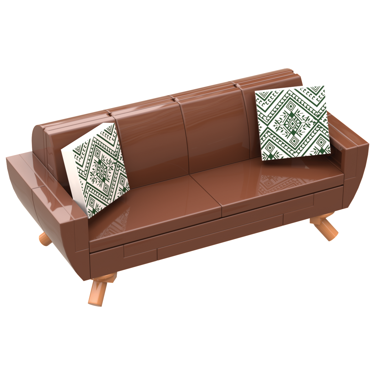 B3 Home Mid-Century RB Sofa w/ 2 Pillows made using LEGO parts - B3 Cu ...