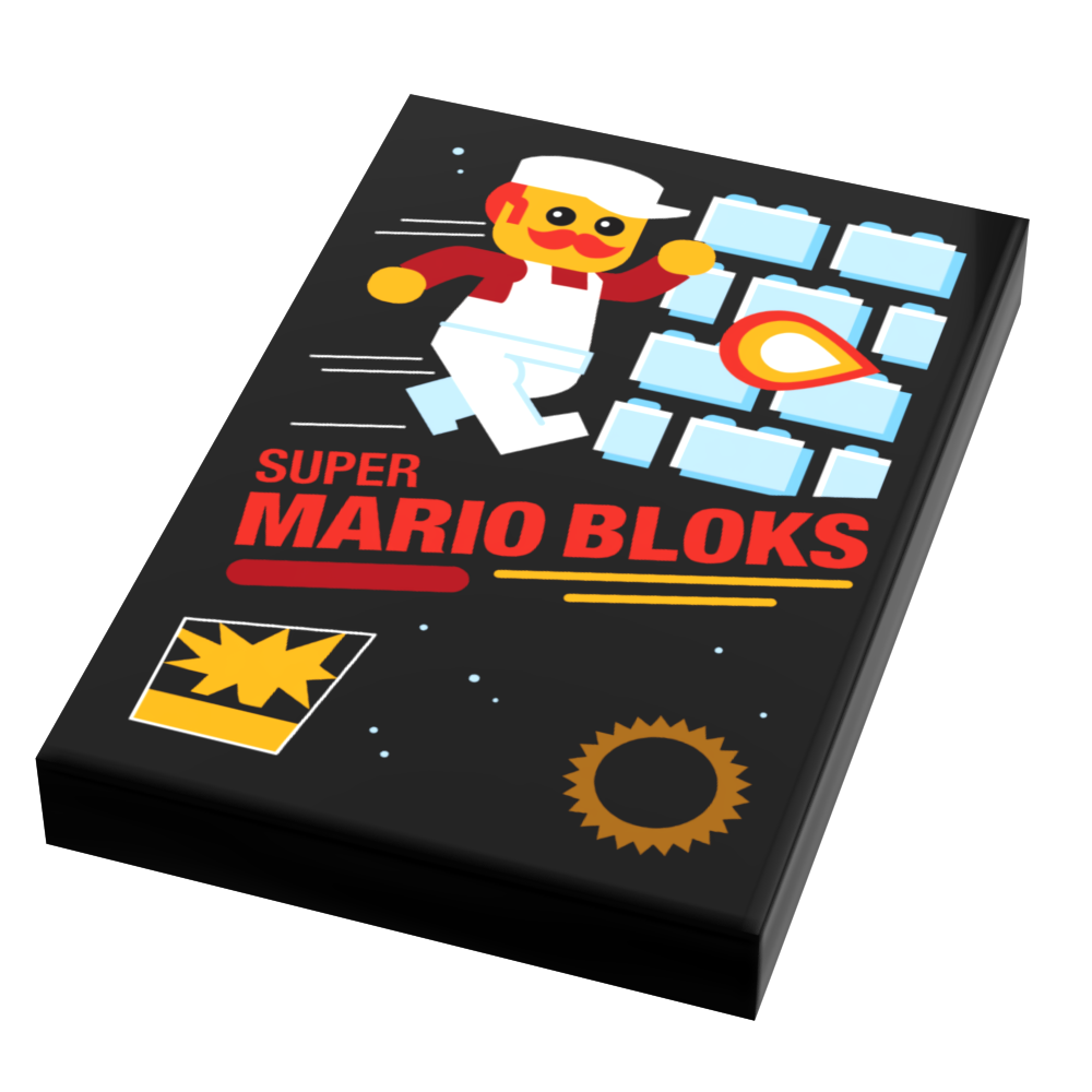 Custom Super Mario Bloks Video Game Cover (2x3 Tile) made using LEGO p ...
