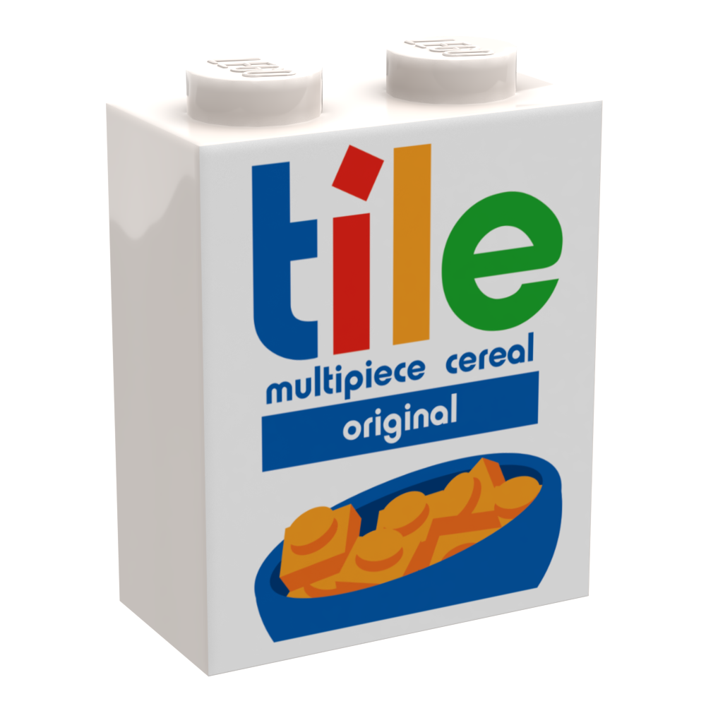 Tile Minifig Cereal (1 x 2 x 2 Brick) made using LEGO part – B3 Customs