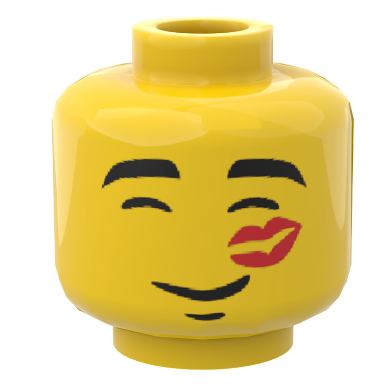 Lipstick Kiss on Face Minifig Head - B3 Customs